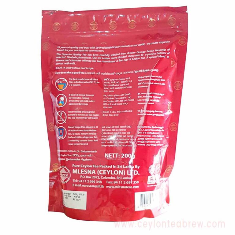 Mlesna Ceylon Strong Brew High Grown BOPF Loose Tea | Ceylon Tea Brew